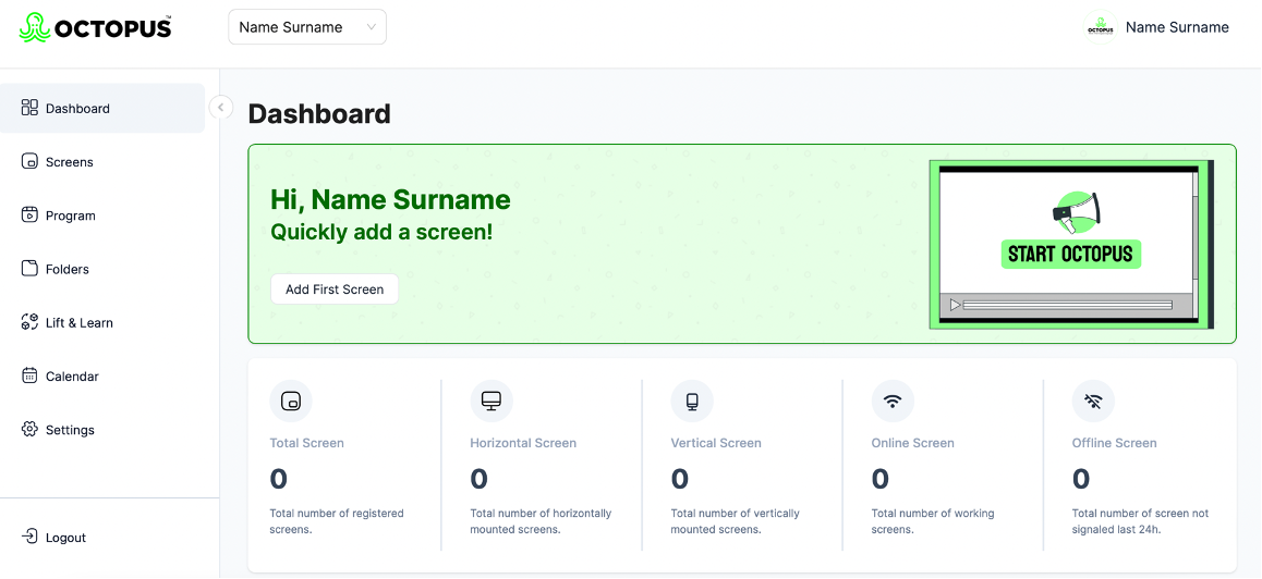 Dashboard - Octopus More Than Digital Signage