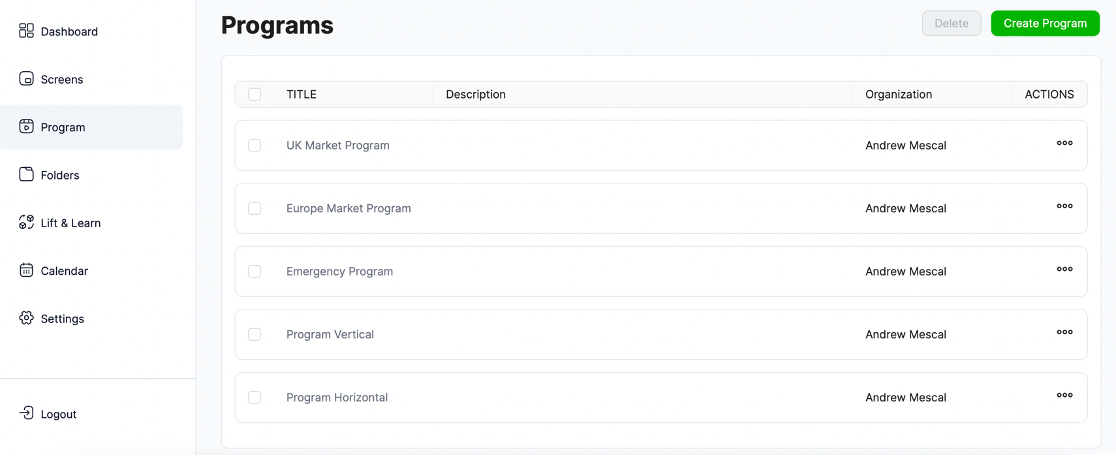 Listing Programs - Octopus More Than Digital Signage